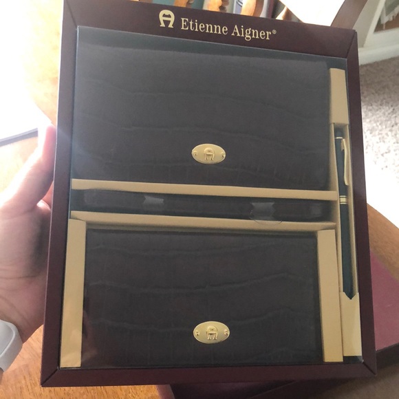 Etienne Aigner | Bags | Etienne Aigner Leather Clutch Wallet Gift Set ...
